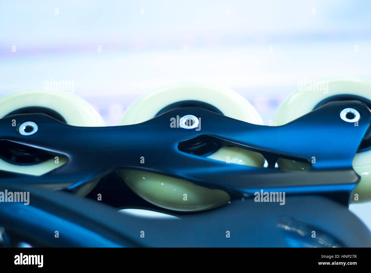 Freestyle inline skates boots and wheels in retail store shop window ...