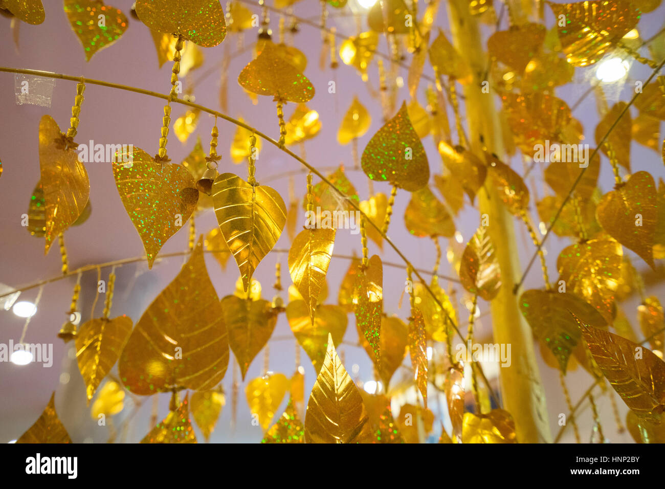 Gold bodhi leaves hi-res stock photography and images - Alamy
