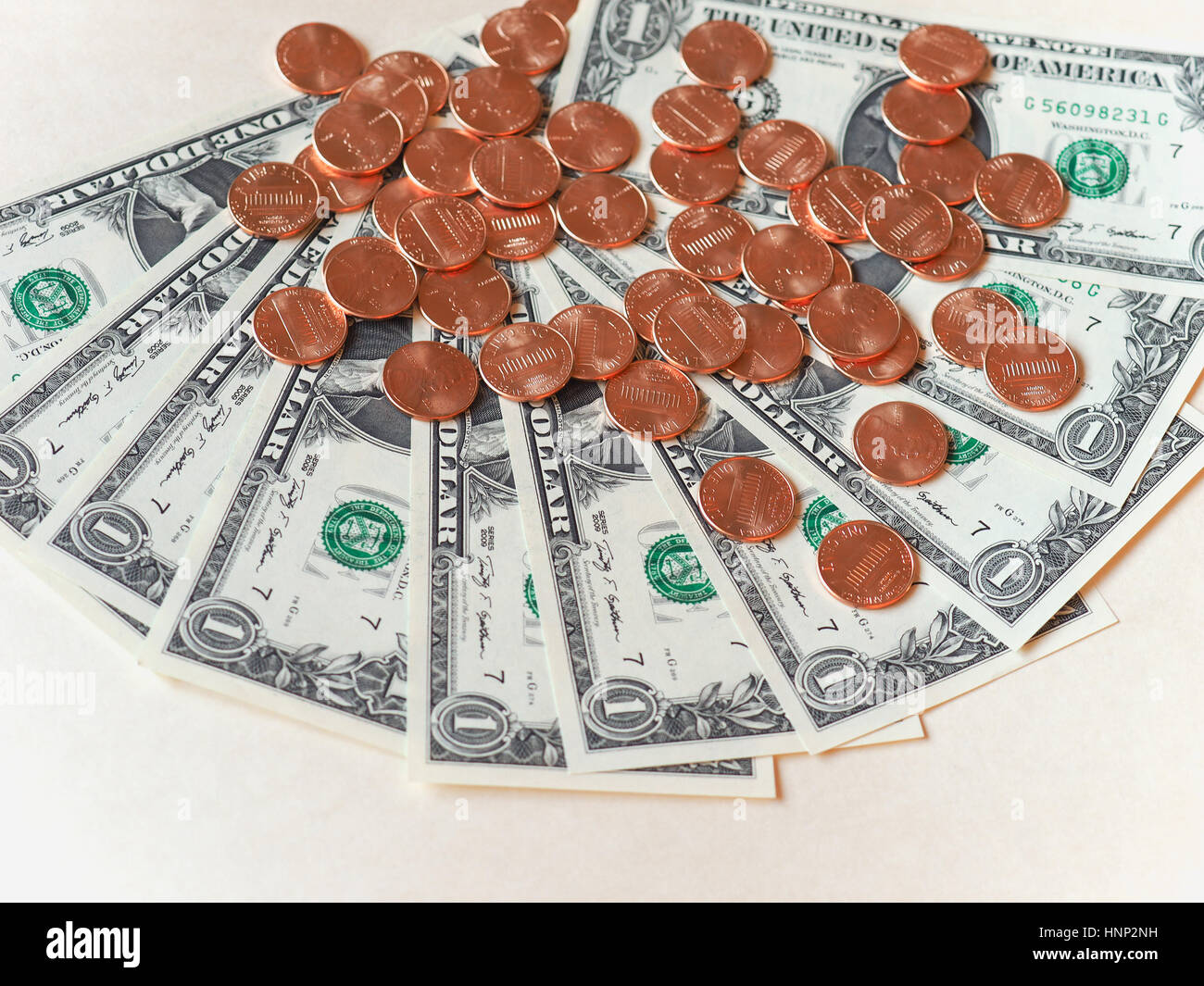 Dollar (USD) banknotes and coins, currency of United States (USA Stock ...