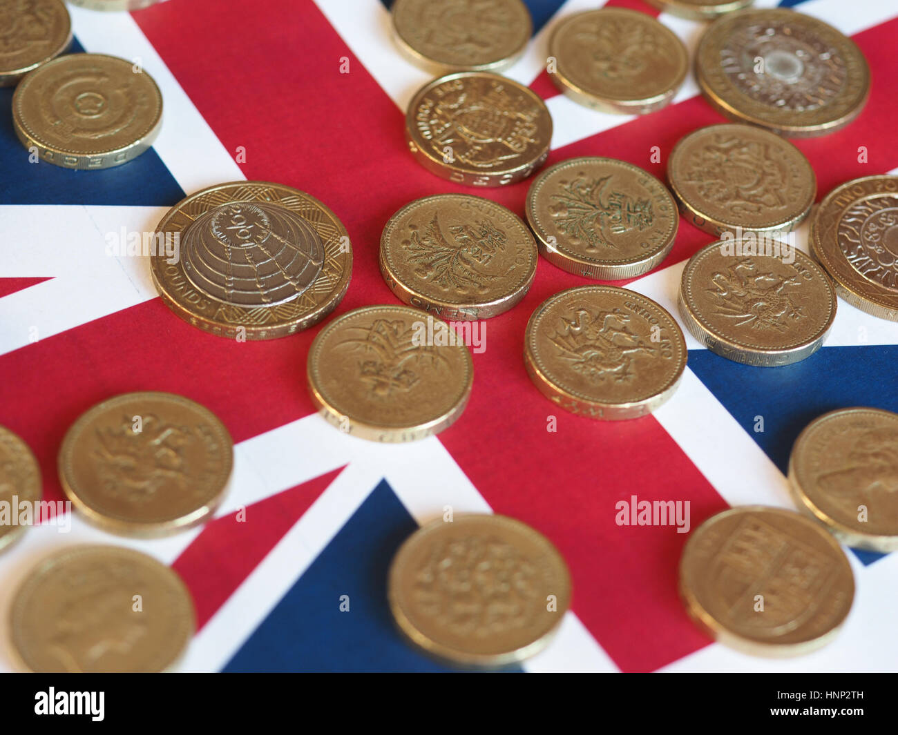 Pound coins money (GBP), currency of United Kingdom, over the Union ...