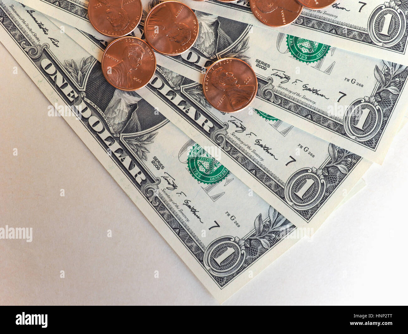 Dollar (USD) banknotes and coins, currency of United States (USA Stock ...