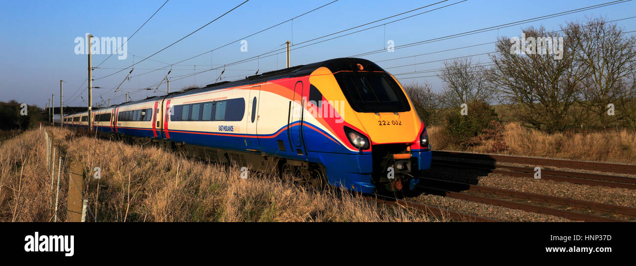 Meridian class 222 002 train, East Midlands Trains livery, between ...