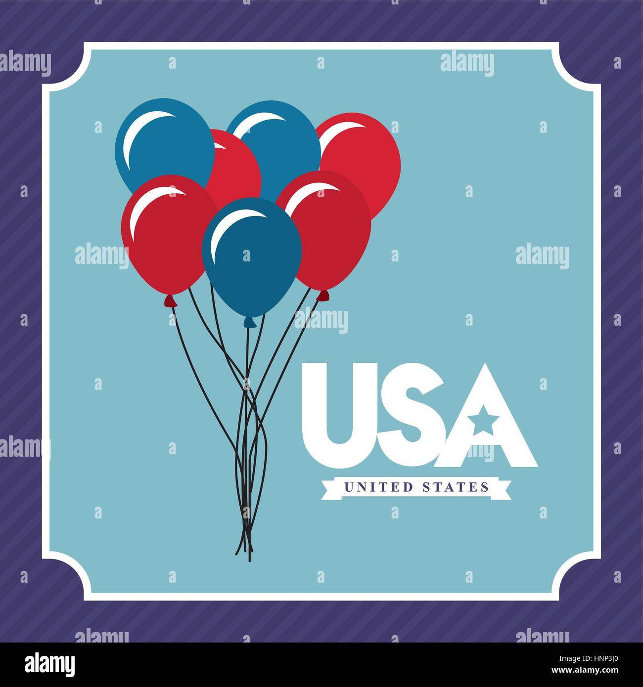 united states of america card with decorative balloons. colorful design ...