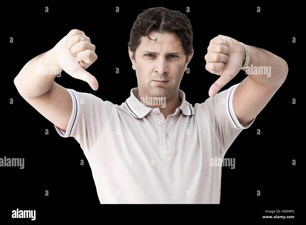 Man showing both thumbs down Stock Photo - Alamy