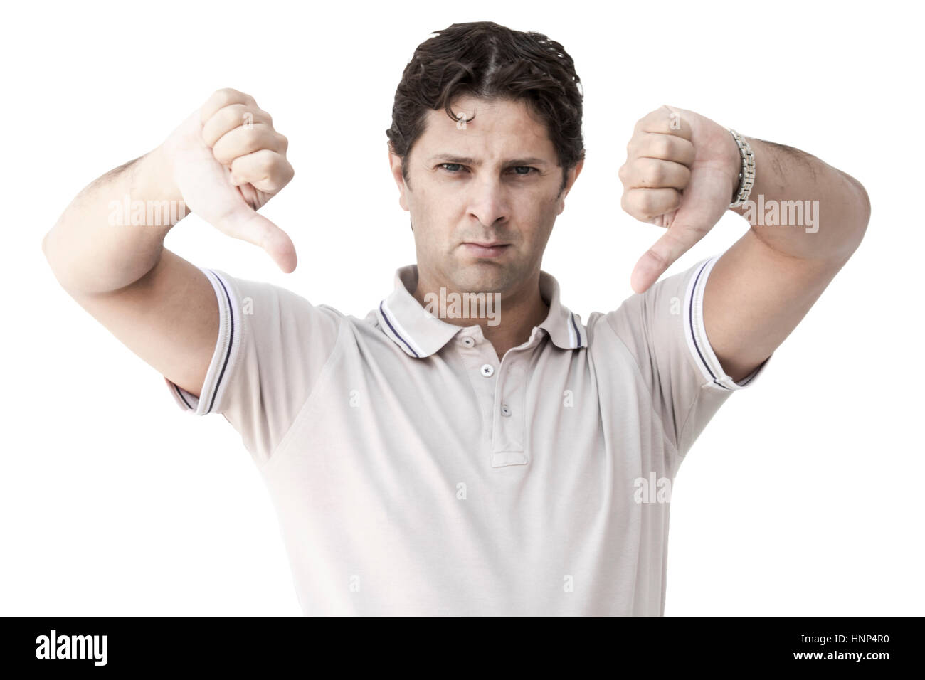 Man showing both thumbs down Stock Photo - Alamy
