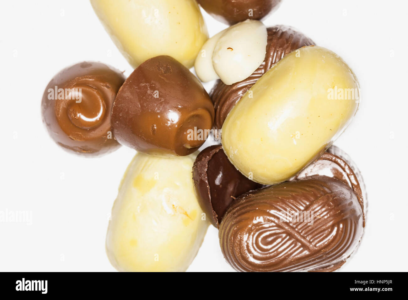 Assortment Of Fine White, Dark And Milk Chocolates, White Background ...