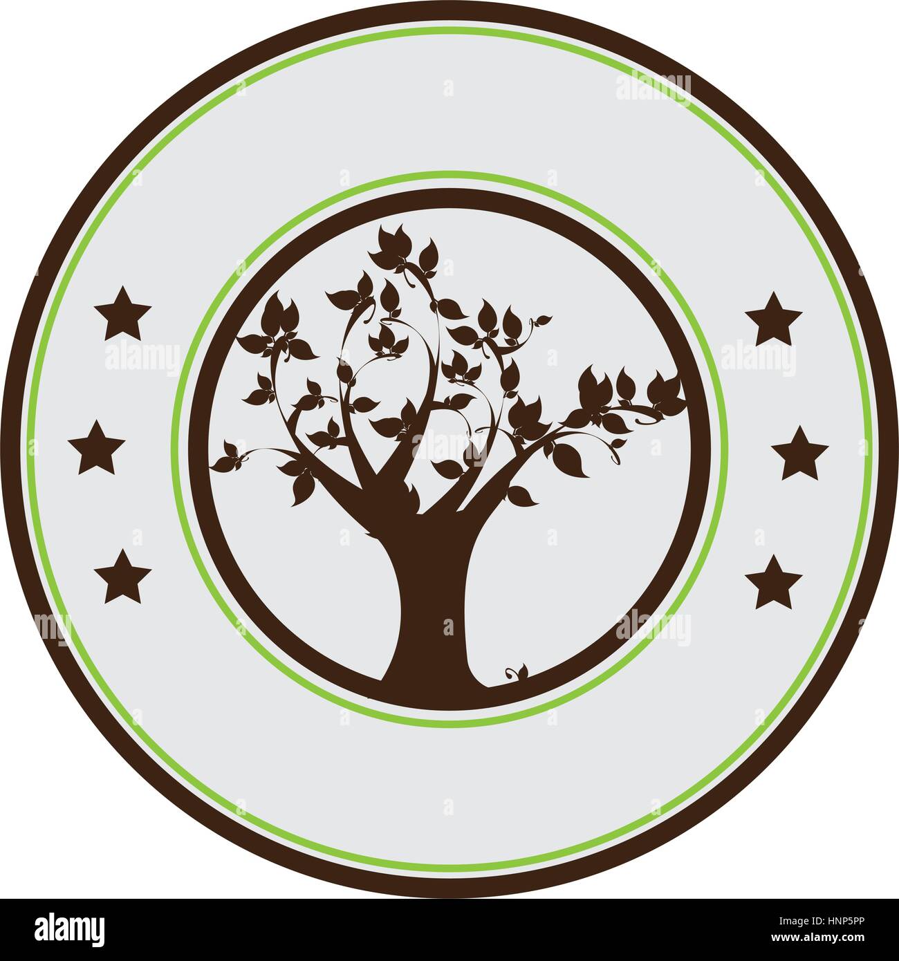 circular border with leafy tree plant vector illustration Stock Vector ...