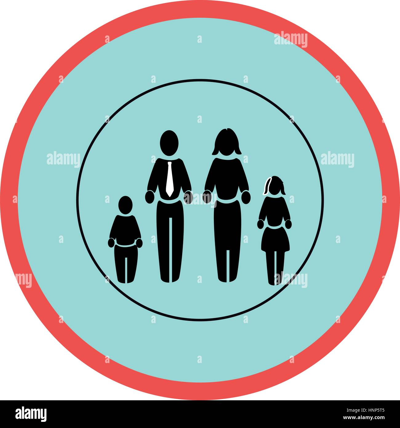 colorful circular border with silhouette family vector illustration ...