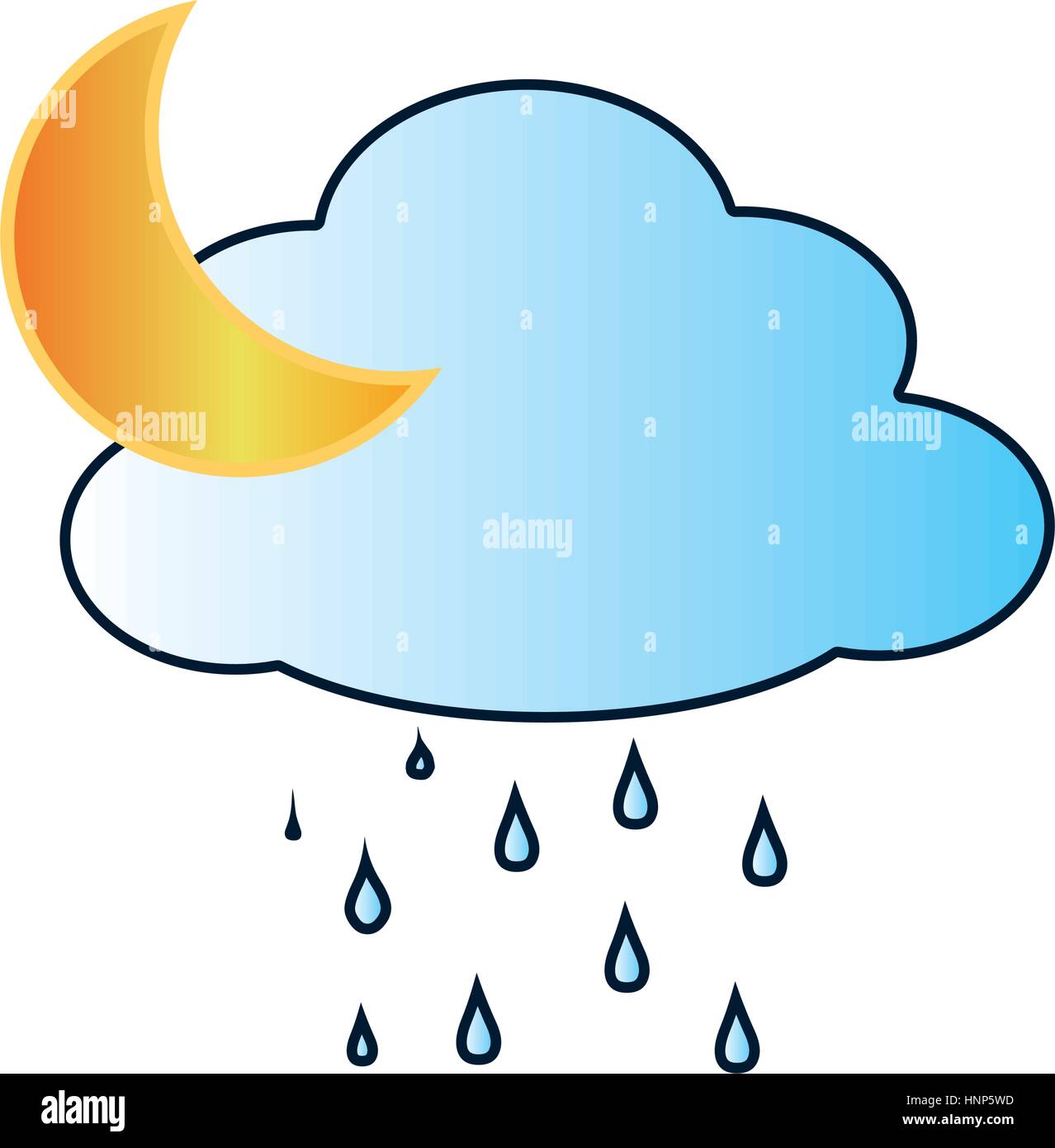 Cloud with rain and moon icon colorful vector illustration Stock Vector ...