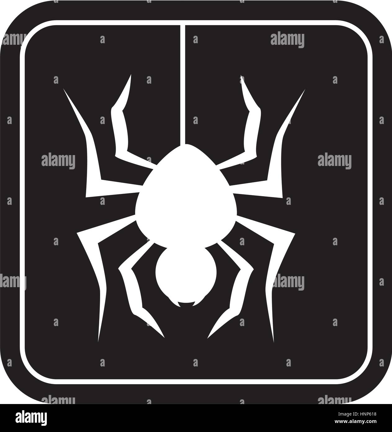 monochrome square silhouette with spider vector illustration Stock ...