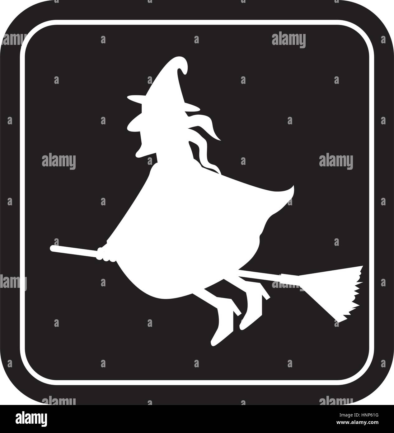 monochrome square silhouette with witch vector illustration Stock ...