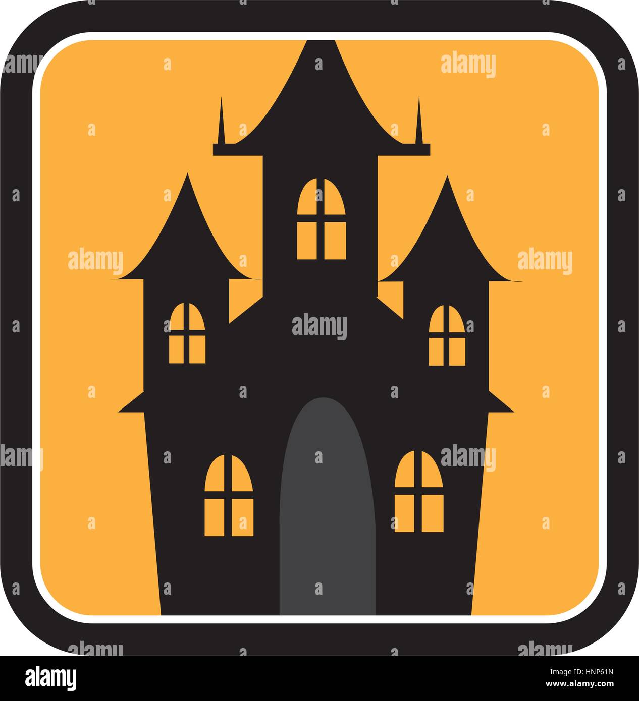square frame of halloween with scary casttle vector illustration Stock ...
