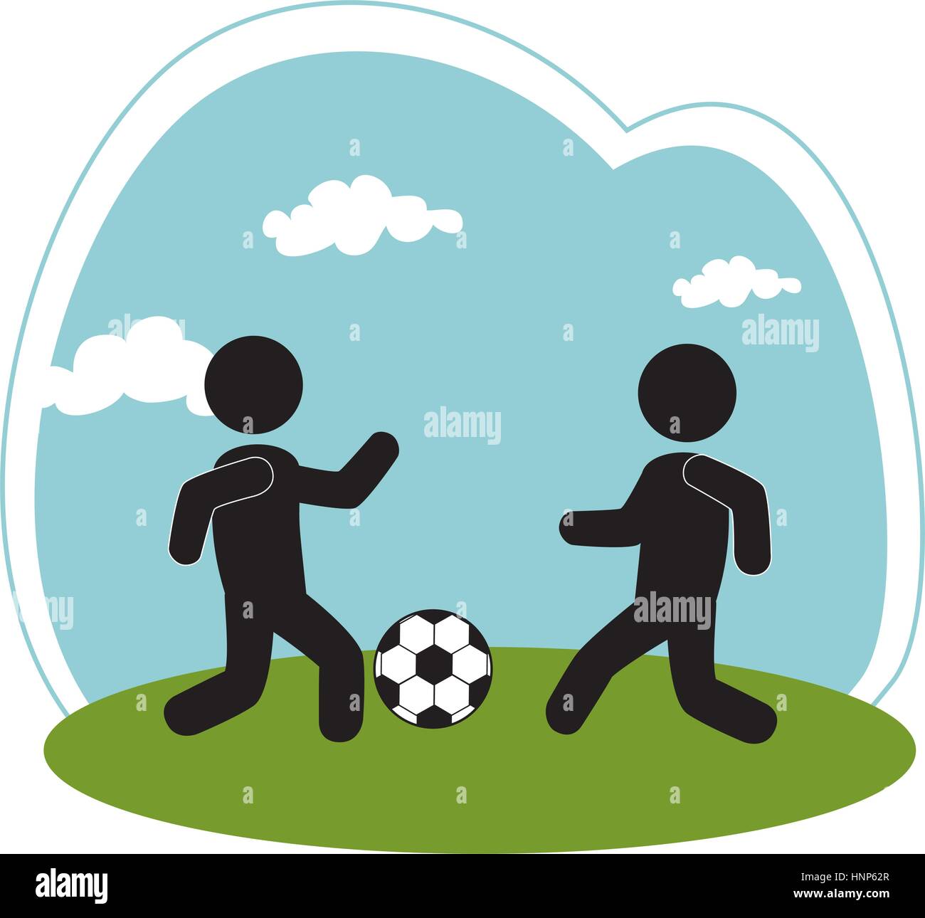 colorful circular landscape with men playing soccer vector illustration ...