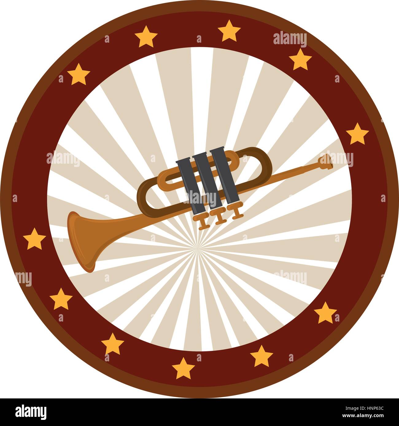 color circular frame with trumpet vector illustration Stock Vector ...