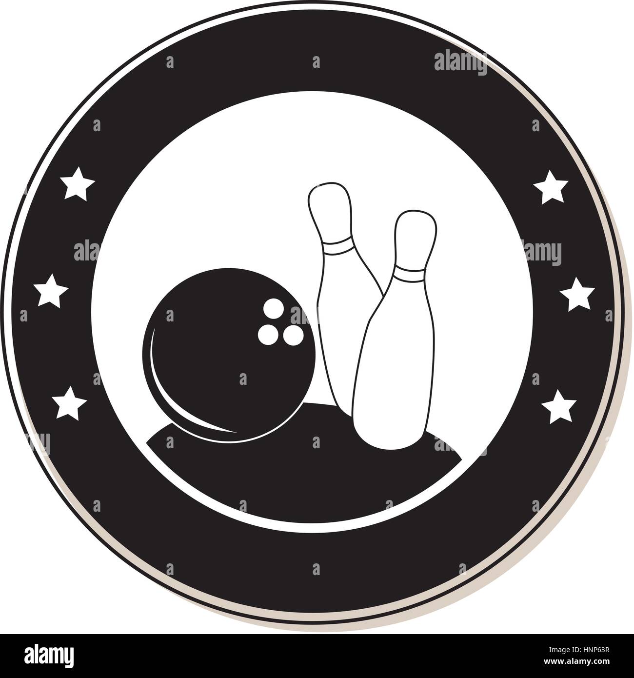 circular frame with bowling pins and ball vector illustration Stock ...