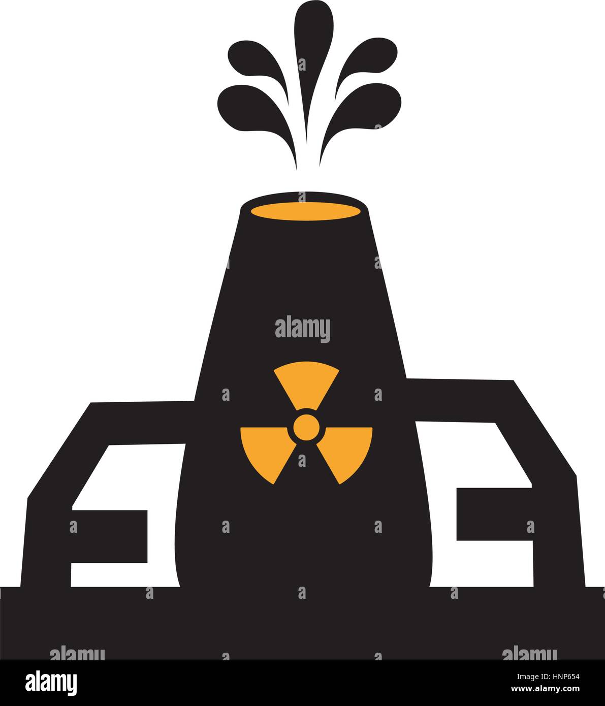 monochrome silhouette with nuclear reactor symbol vector illustration ...