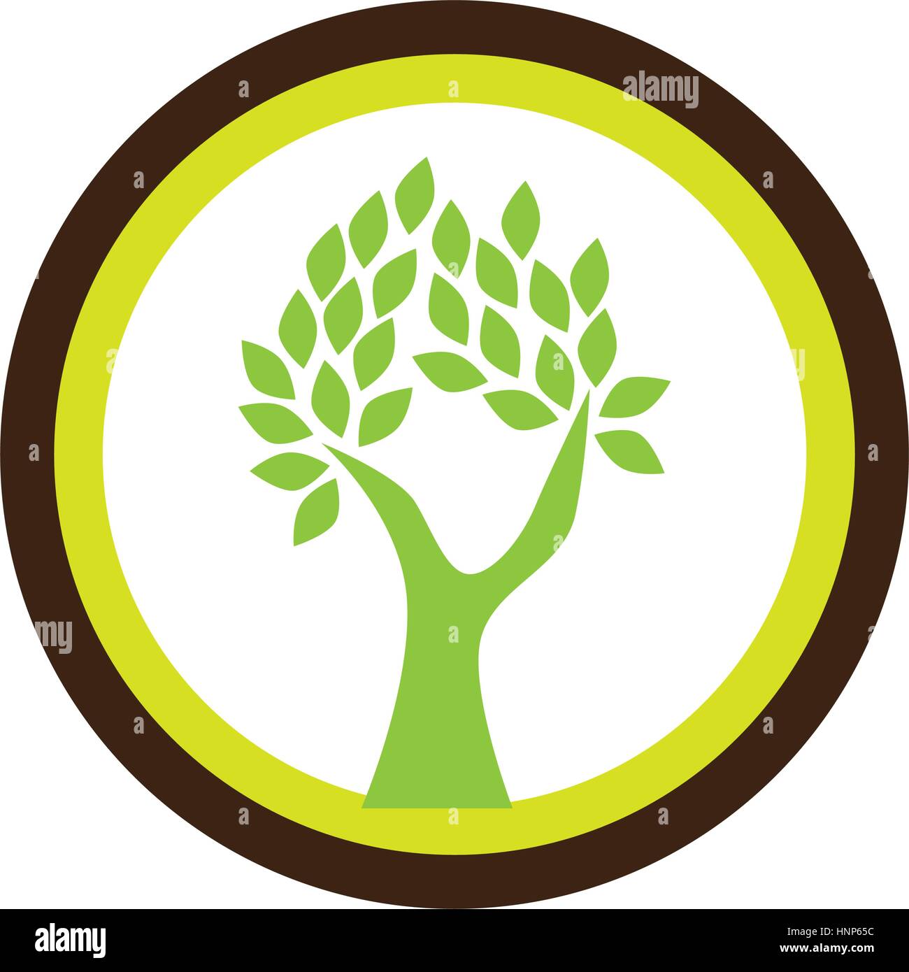 circular shape emblem with abstract tree vector illustration Stock ...