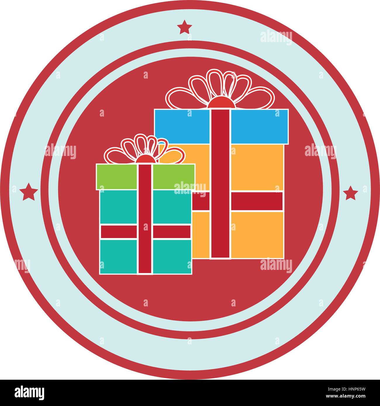 color circular frame with gift box vector illustration Stock Vector ...