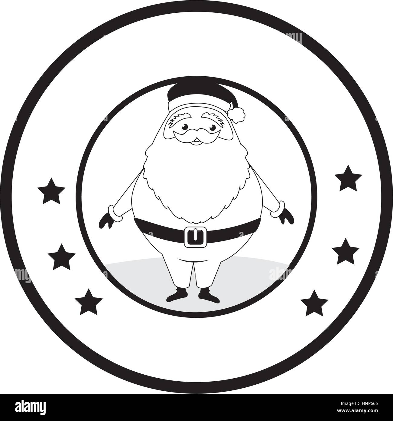 circular emblem with monochrome santa claus vector illustration Stock ...