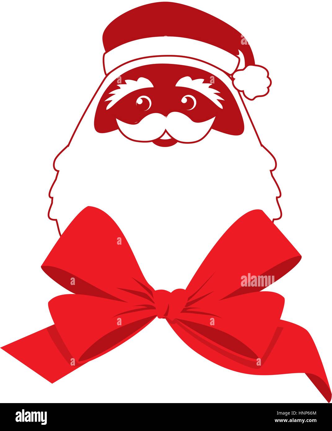 red bow and contour face of santa claus vector illustration Stock ...