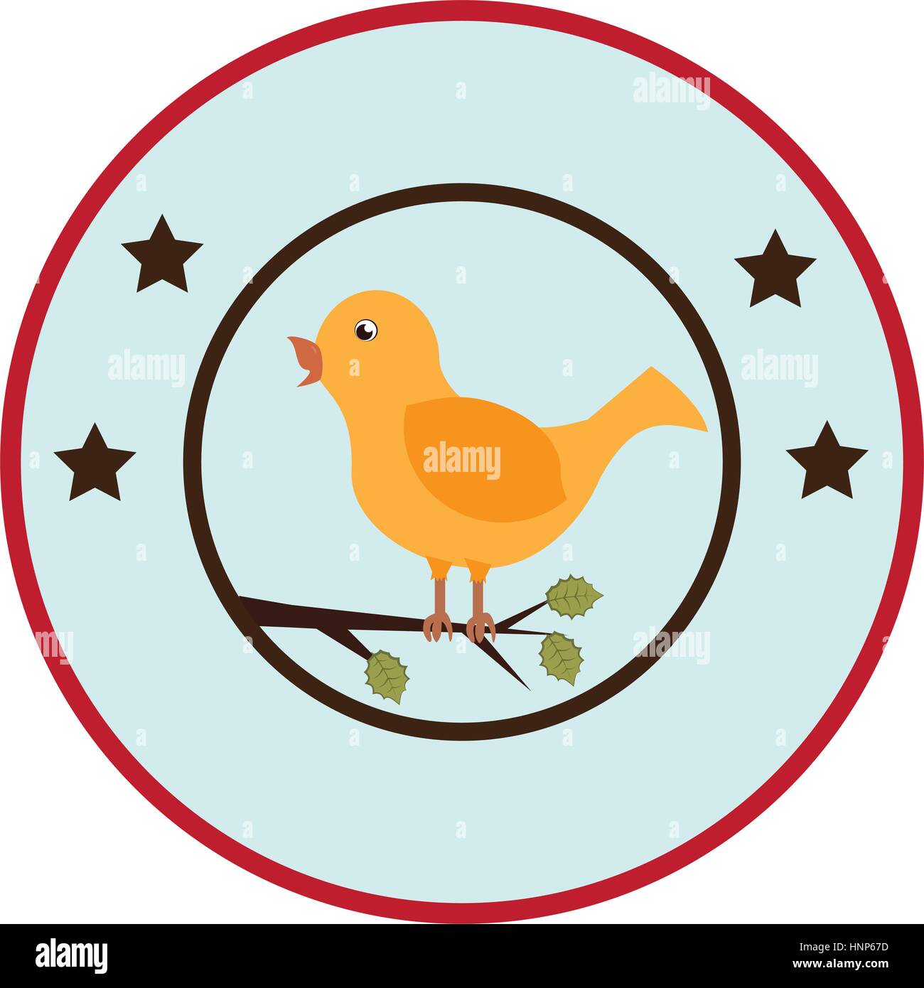 circular frame with bird in branch vector illustration Stock Vector ...