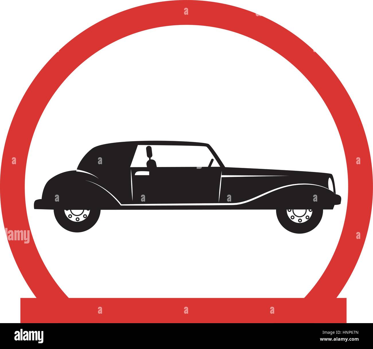 circular emblem with classic car vector illustration Stock Vector Image ...