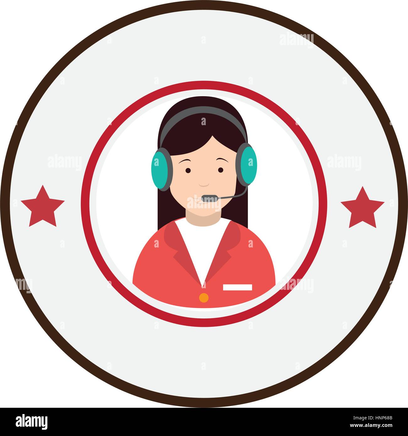 colorful circular emblem with female customer service vector ...