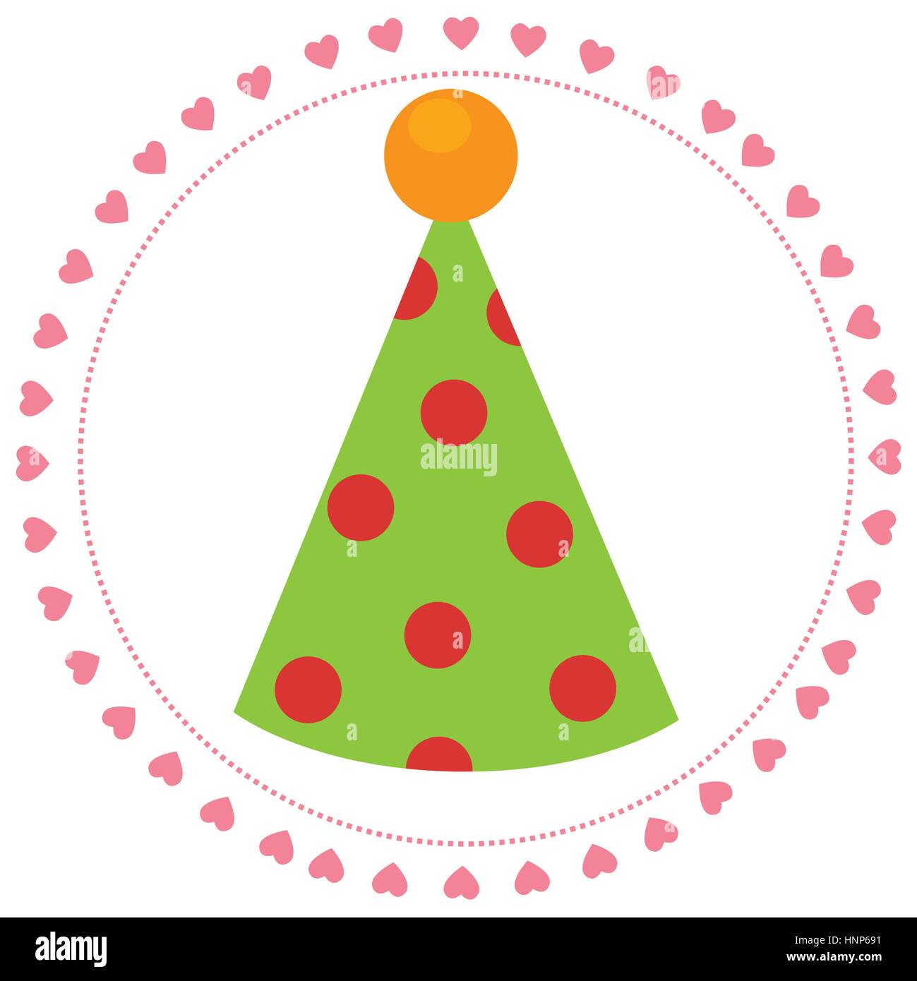 color circular frame with party hat vector illustration Stock Vector ...