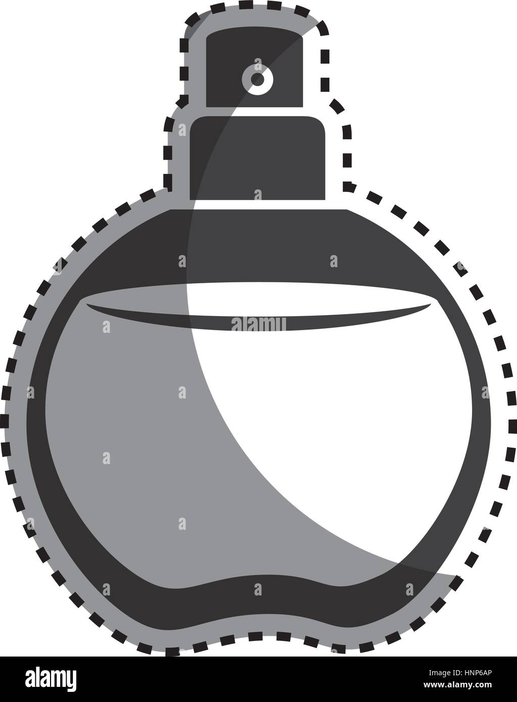 monochrome sticker with rounded glass bottle spray fragrance vector ...