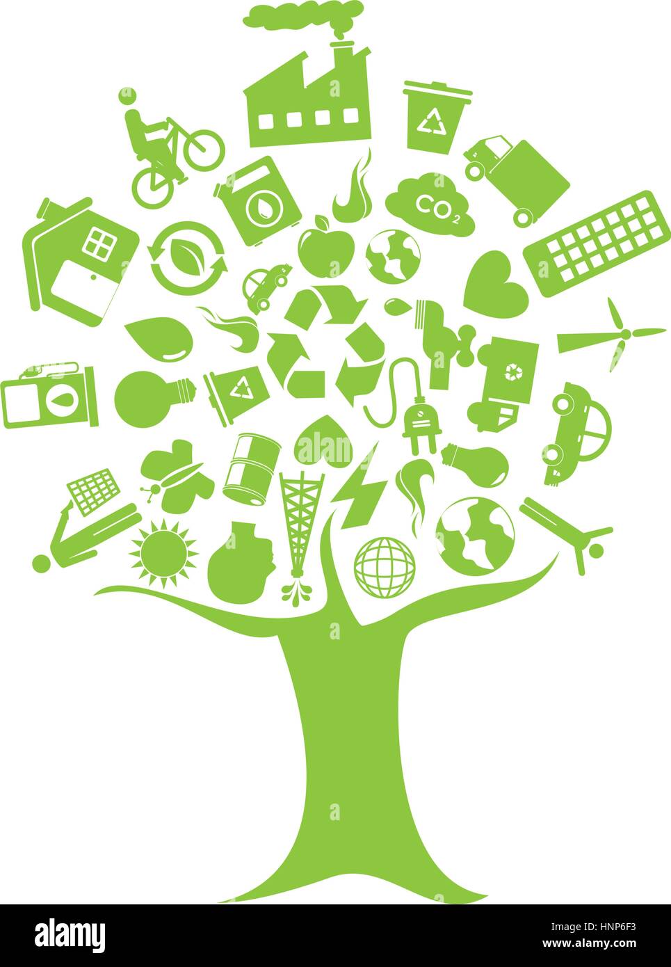 tree with enviroment of recycle and ecology vector illustration Stock ...