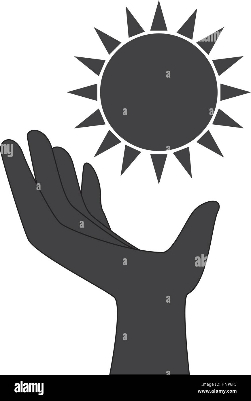 monochrome hand holding a sun shape vector illustration Stock Vector ...