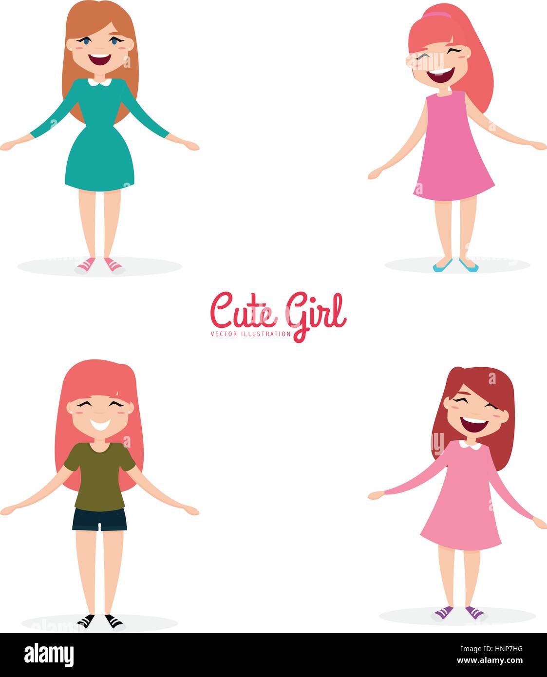 Cheerful asian girls Stock Vector Images - Alamy