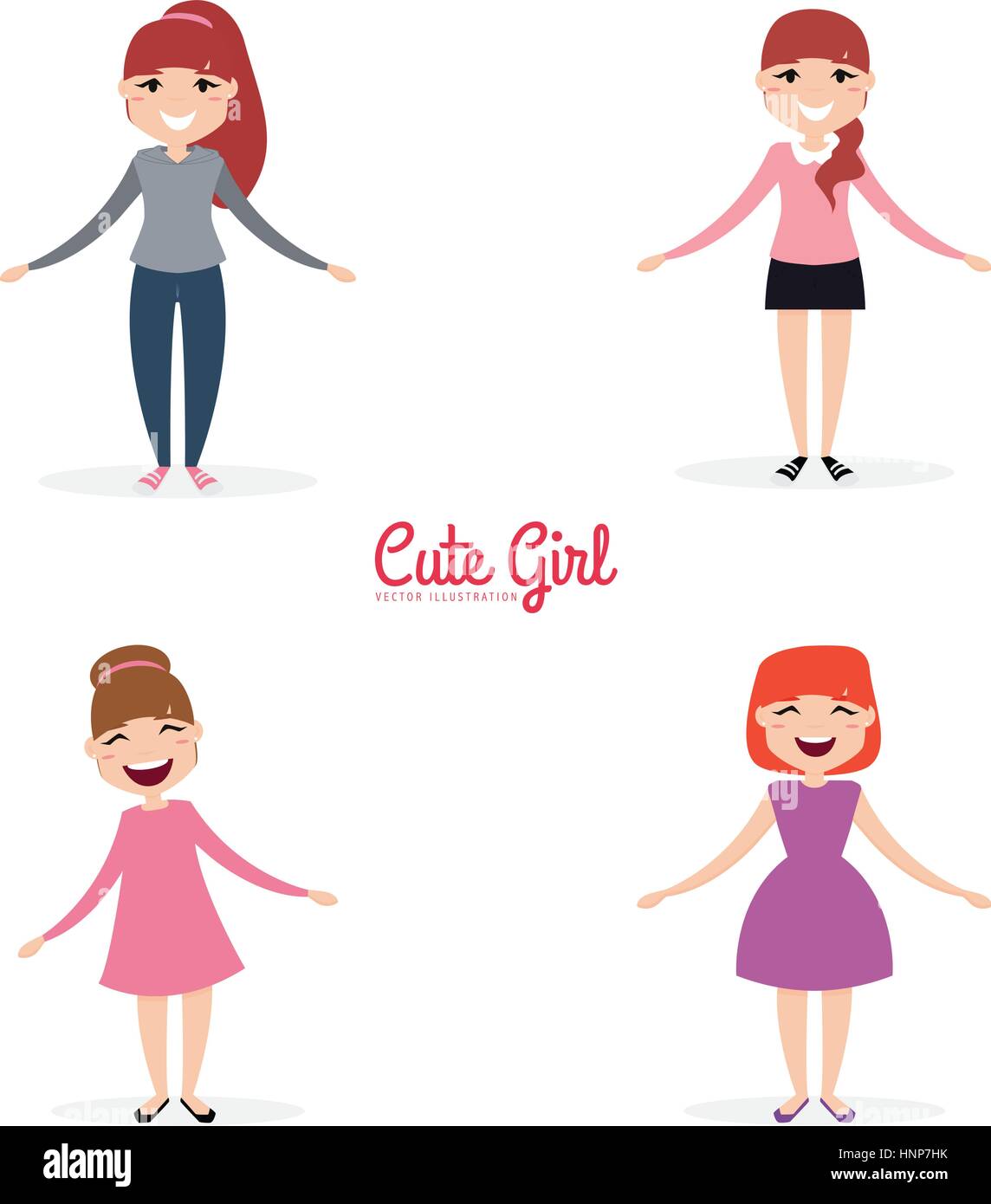 Cheerful girls party outdoors Stock Vector Images - Alamy