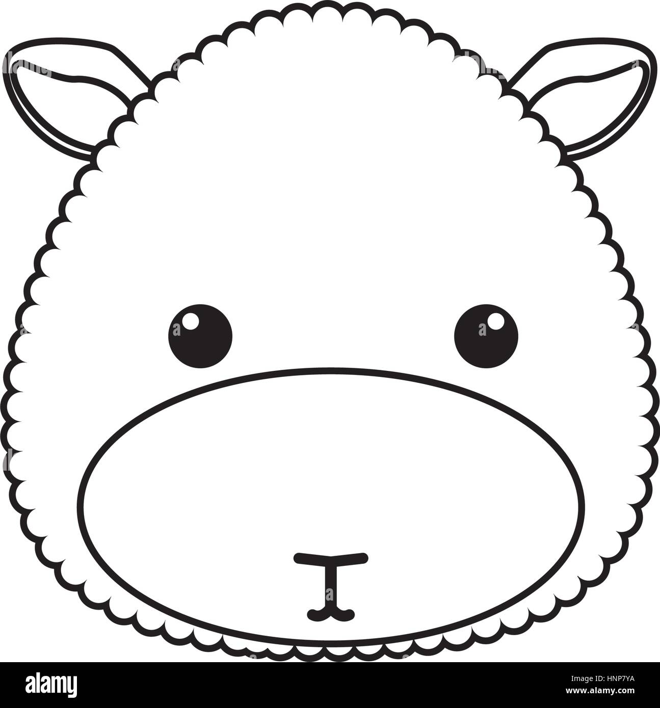 sheep Drawing Face Stock Vector Image & Art - Alamy