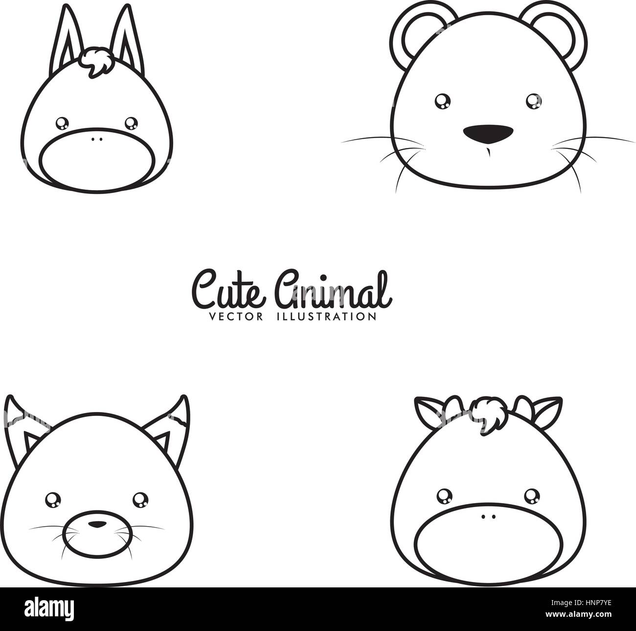 Animals Drawing Face Stock Vector Image & Art - Alamy