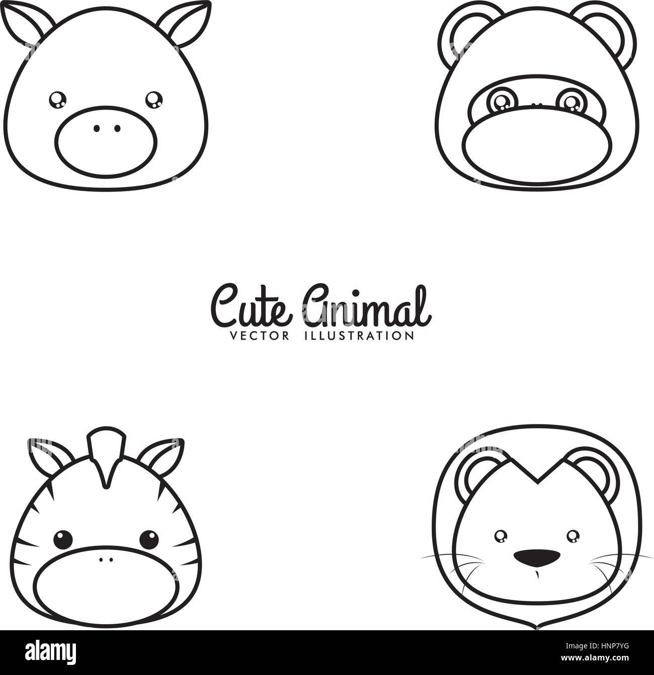 Animals Drawing Face Stock Vector Image & Art - Alamy