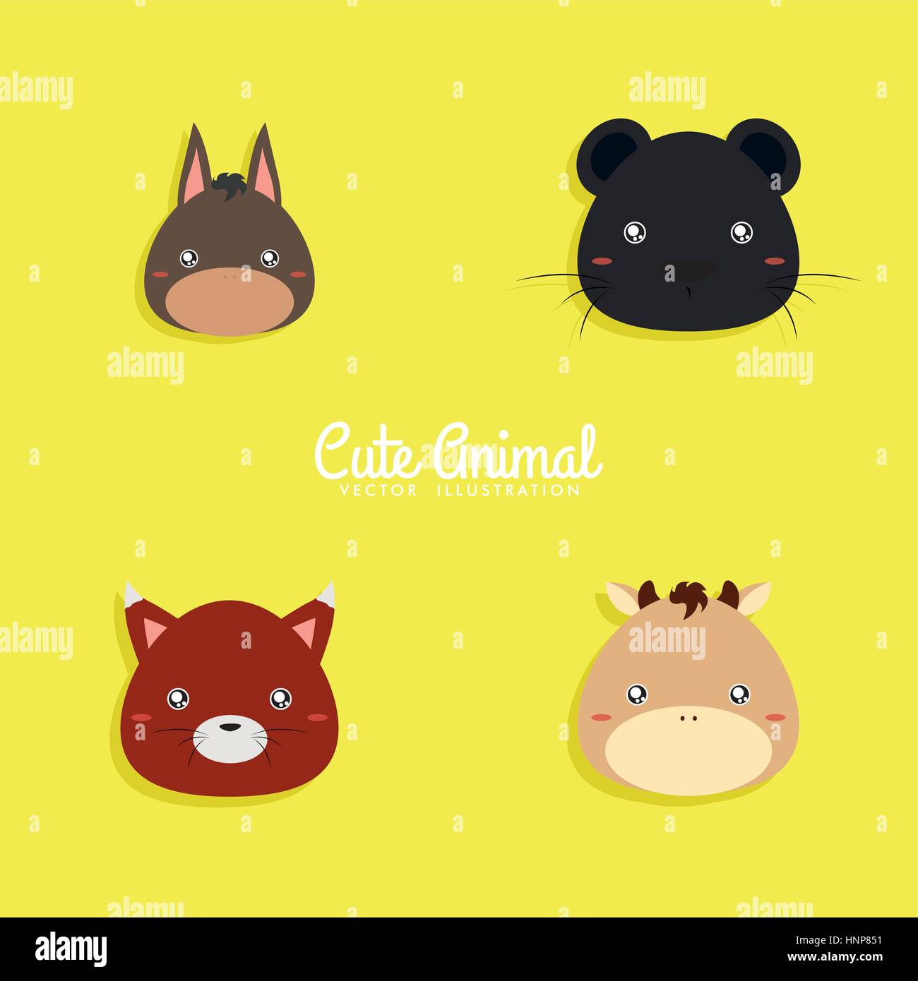 Cartoon animals face Stock Vector Image & Art - Alamy