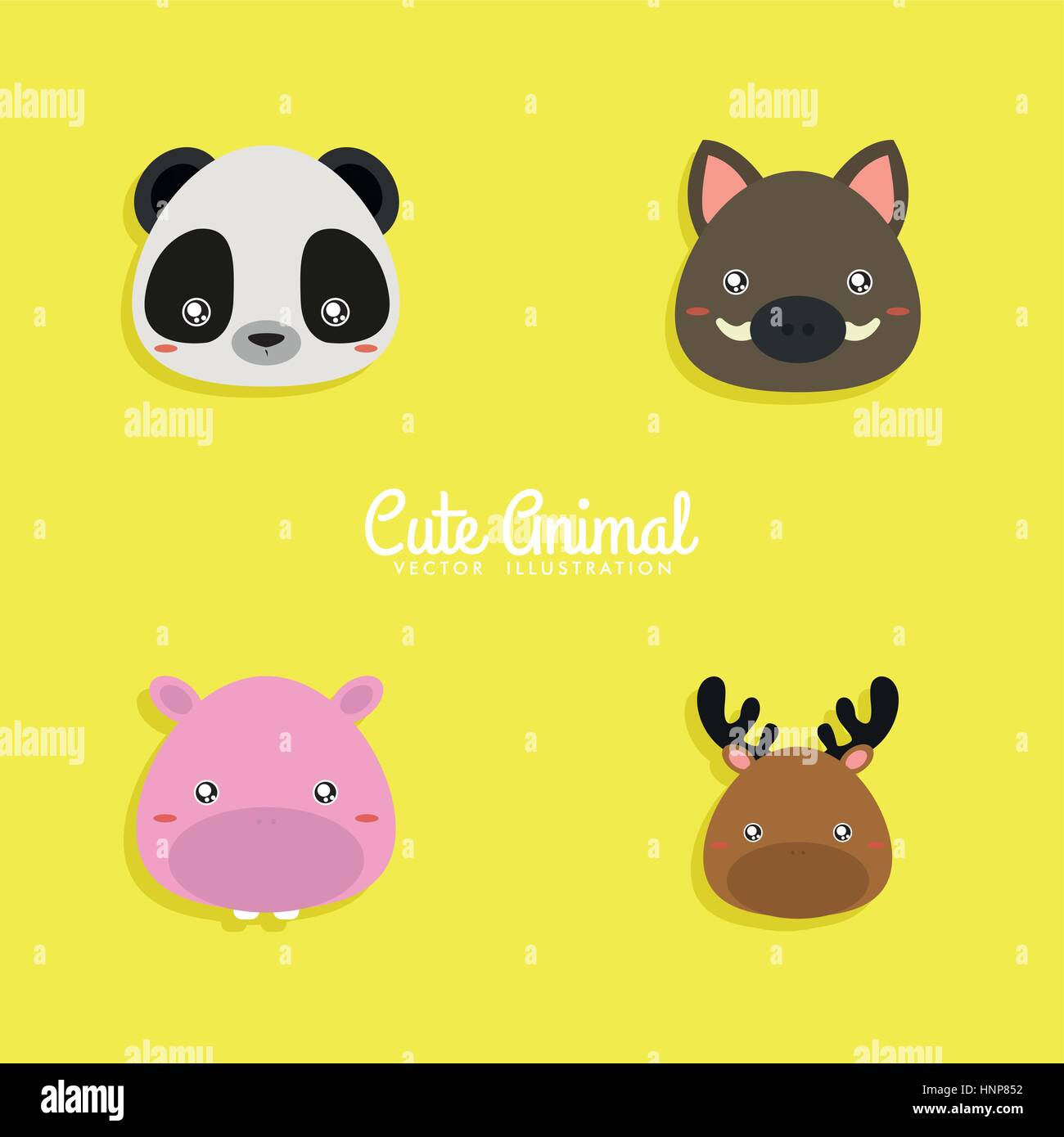 Cartoon animals face Stock Vector Image & Art - Alamy