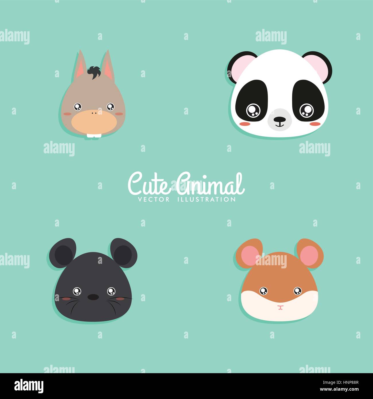 Cartoon animals faces Stock Vector Image & Art - Alamy