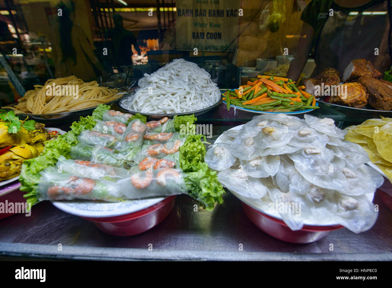 Banh bao vac, white rose dumplings, a local specialty and banh cuon ...