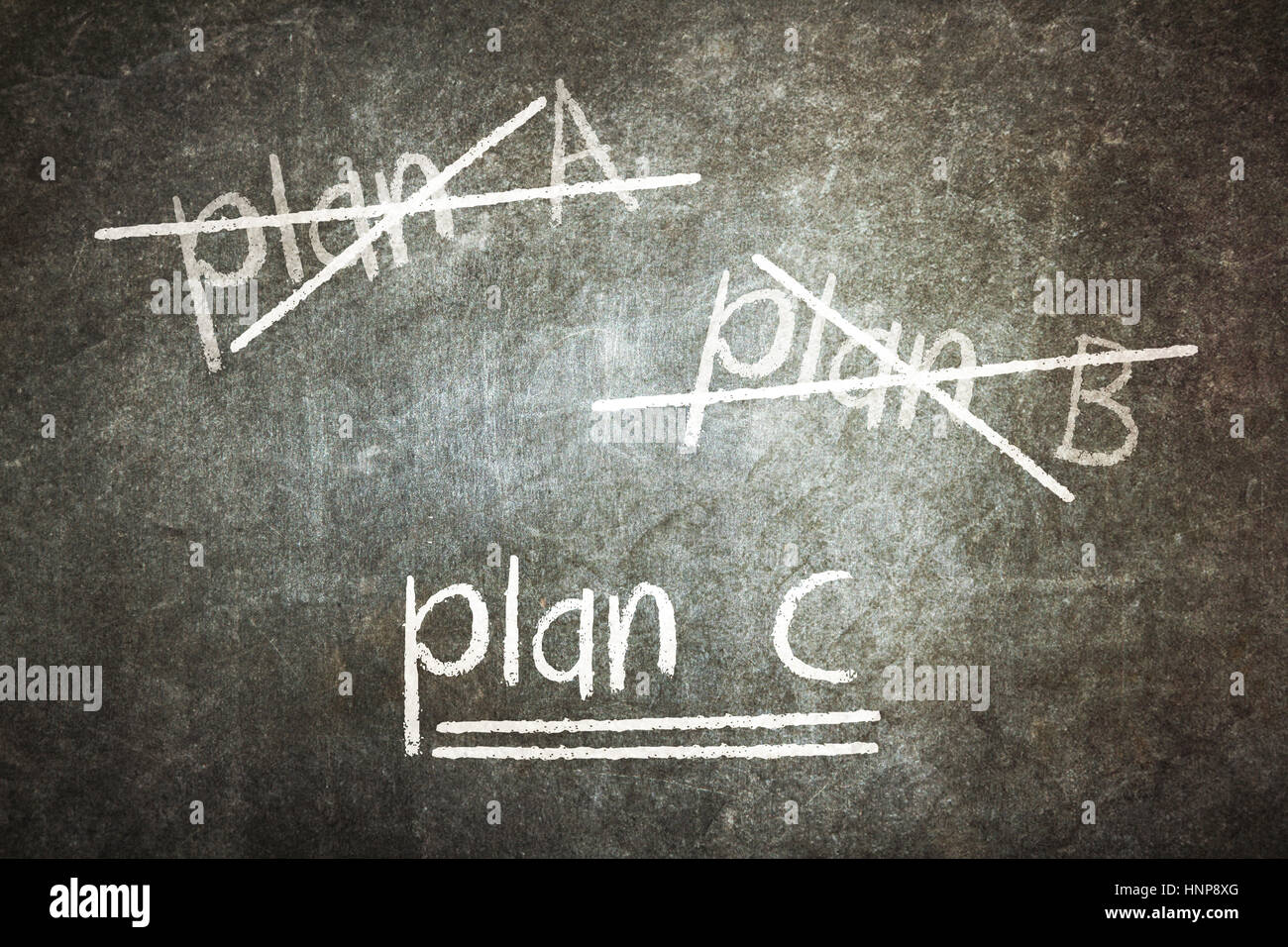 Crossing out Plan A and Plan B and writing Plan C, concept for change ...