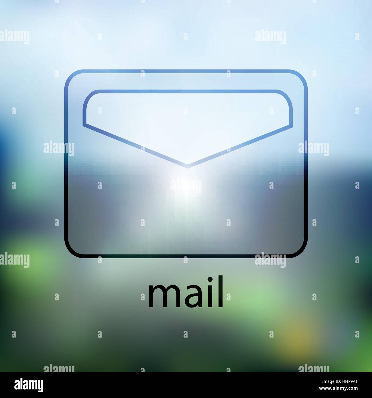 Mail icon. on blurred background. Trendy flat style for graphic design ...