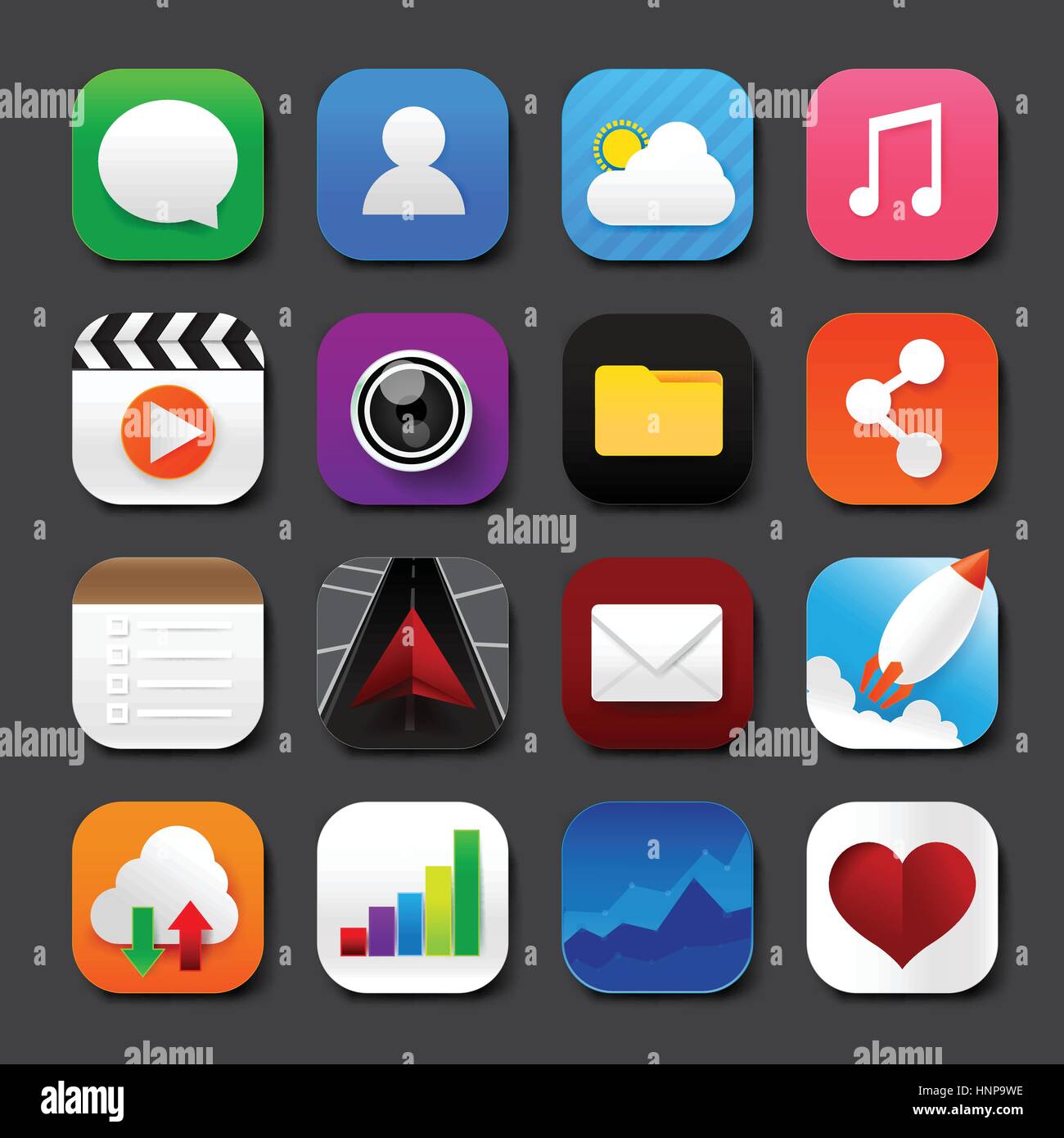 Set of mobile app and social media icons vector eps10 Stock Vector ...