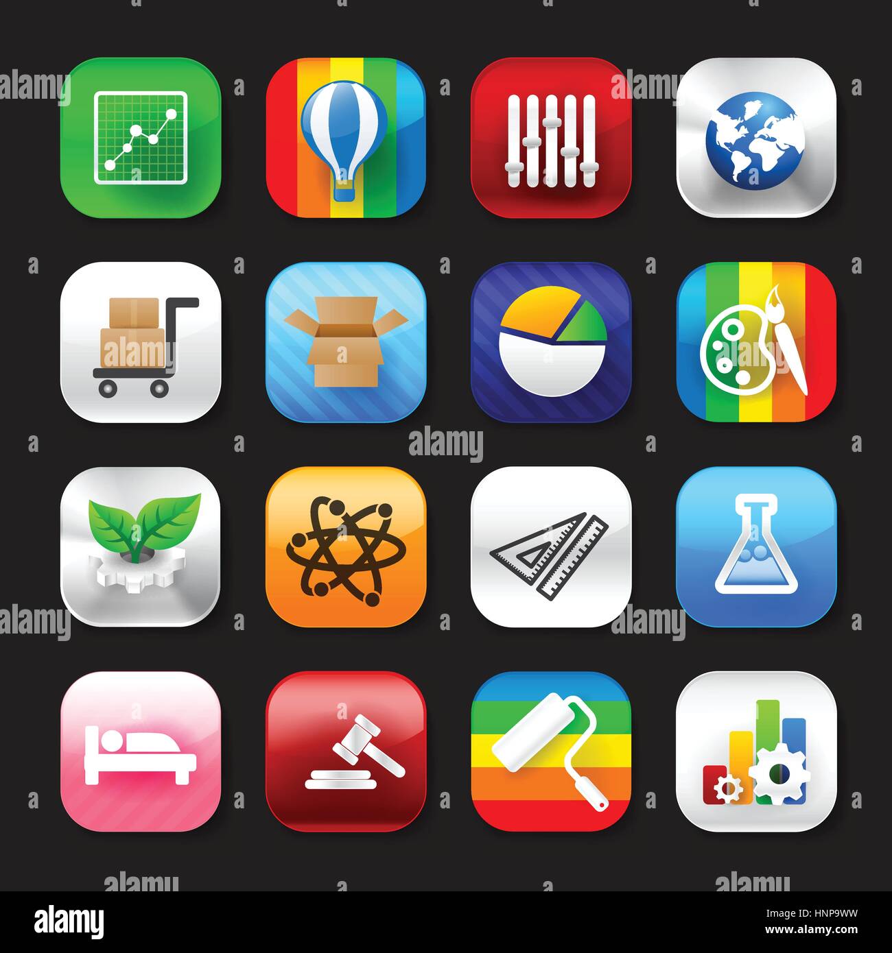 Set of mobile app and social media icons vector eps10 Stock Vector ...