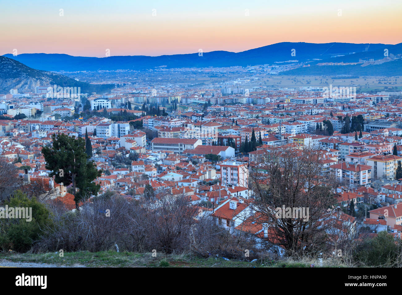 Mugla ariel cityscape during sunset Stock Photo - Alamy