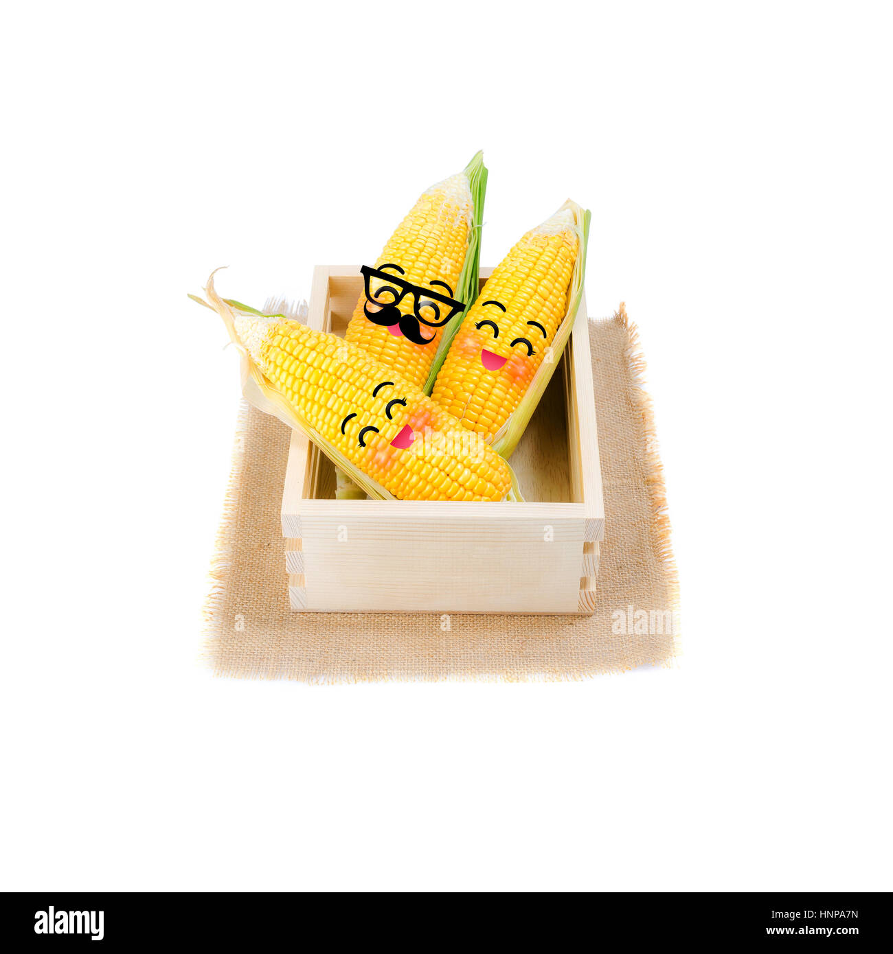 Happy family nature fresh corn isolated on white background Stock Photo ...