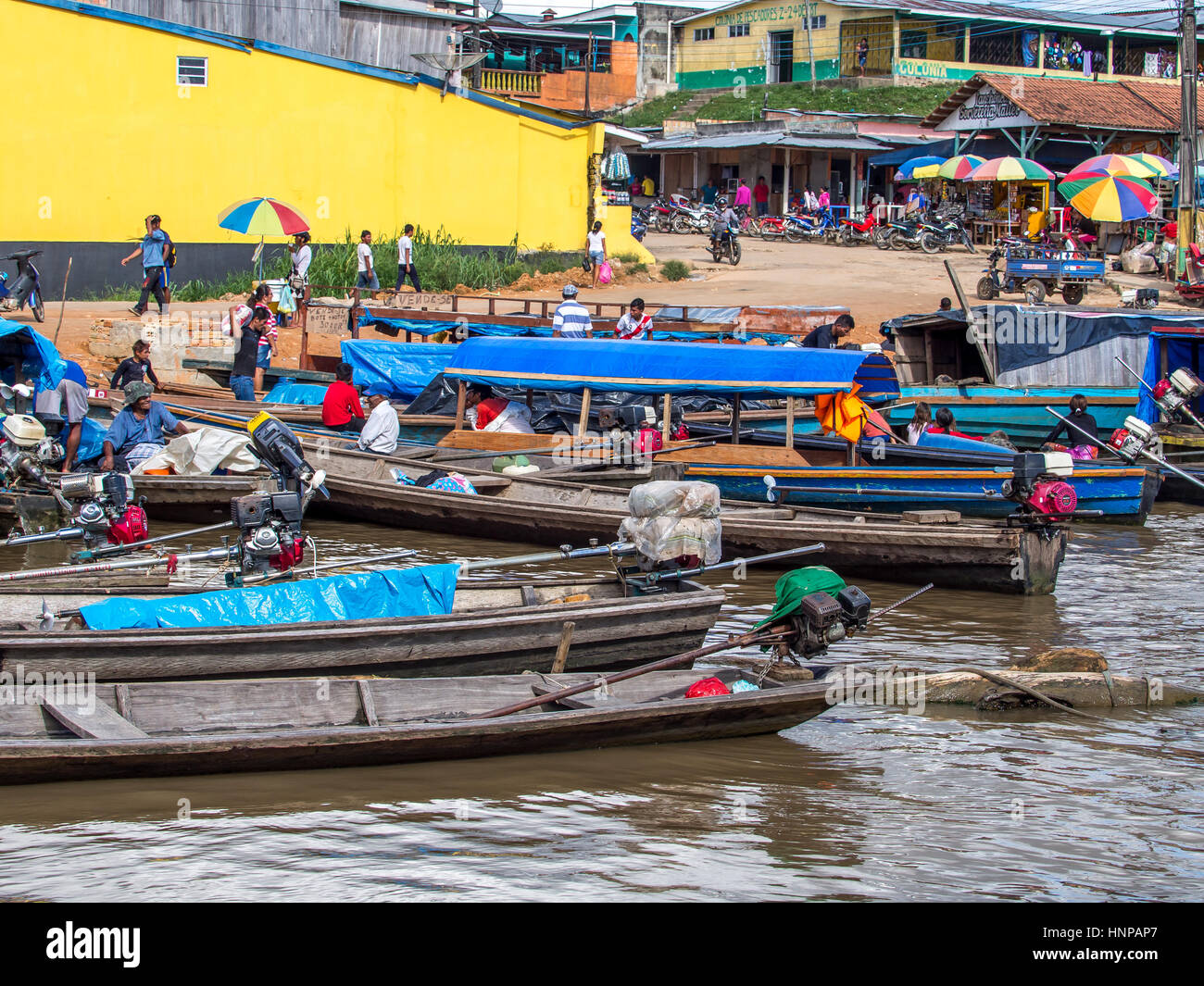 Tabatinga, Brazil - May 05, 2016: A Huge traffic of different types of ...