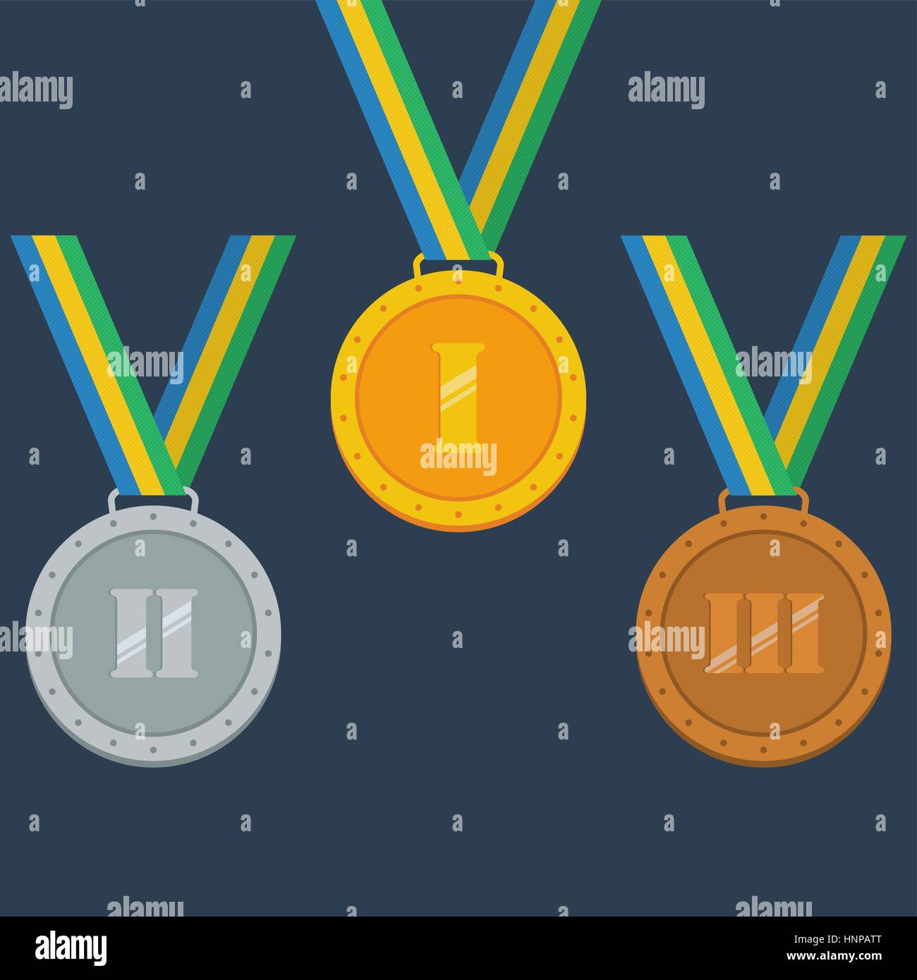 Three gold medals Stock Vector Images - Alamy