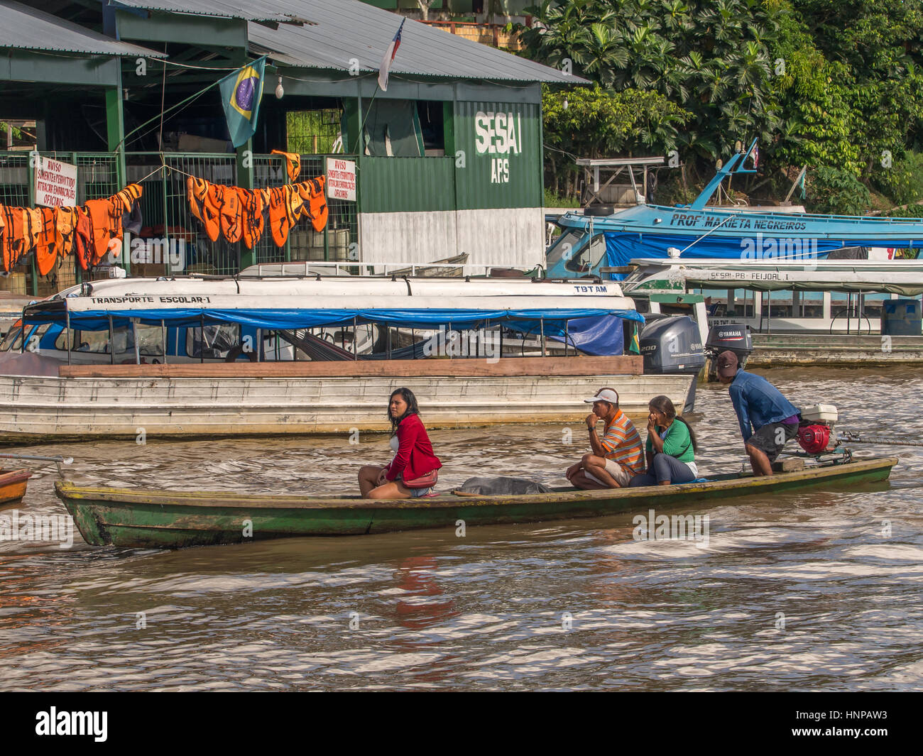 Tabatinga, Brazil - May 05, 2016: A Huge traffic of different types of ...