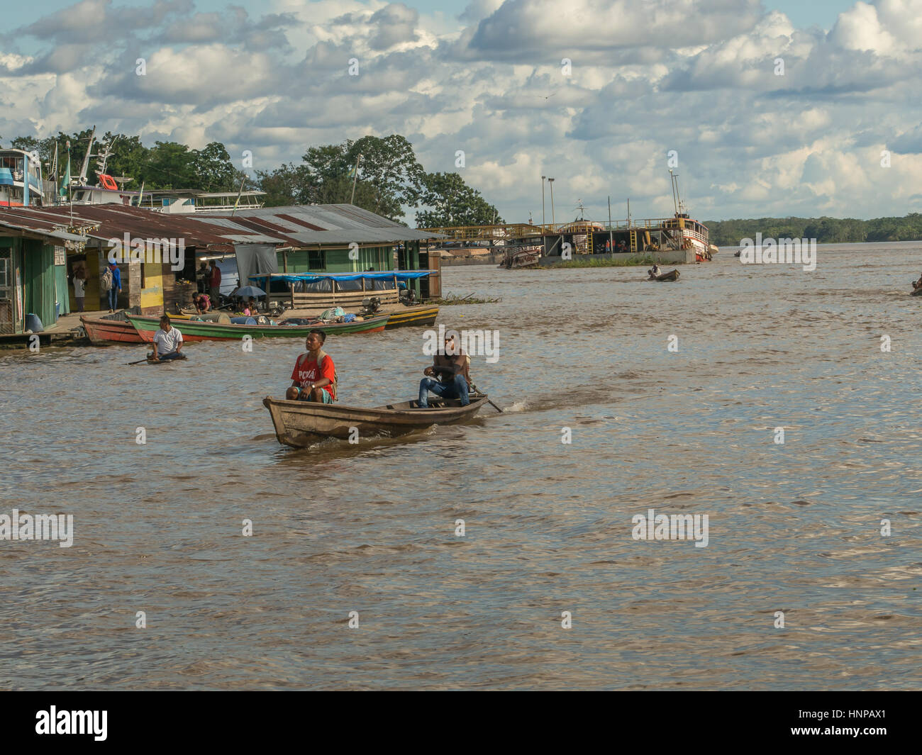 Tabatinga, Brazil - May 05, 2016: A Huge traffic of different types of ...
